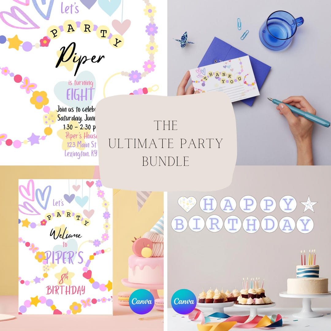Friendship Bracelet Birthday Invitation Girl | Charm Jewelry Party ...