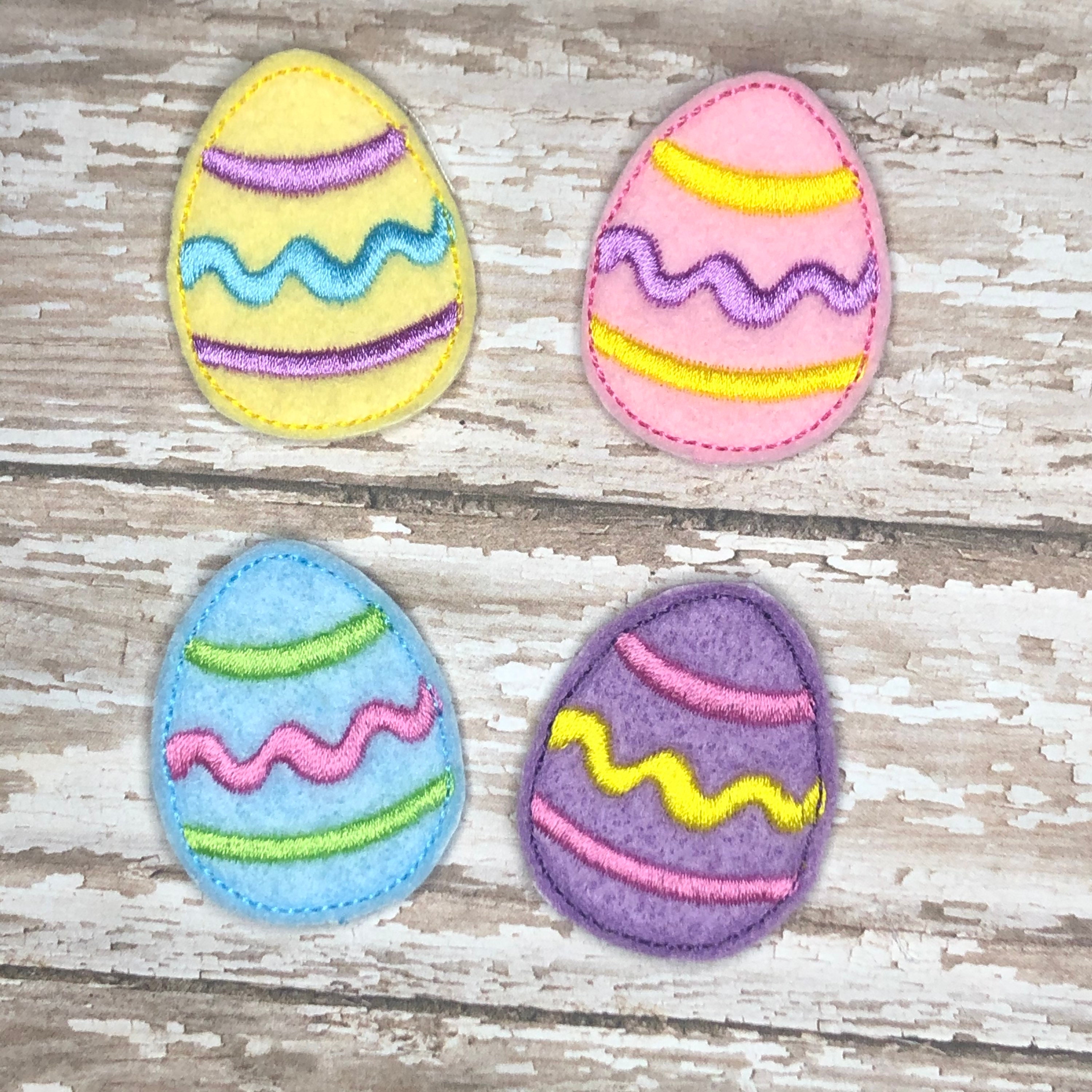 Set of 4 Easter Eggs Striped Stripe Egg with Bow Easter Feltie | Etsy
