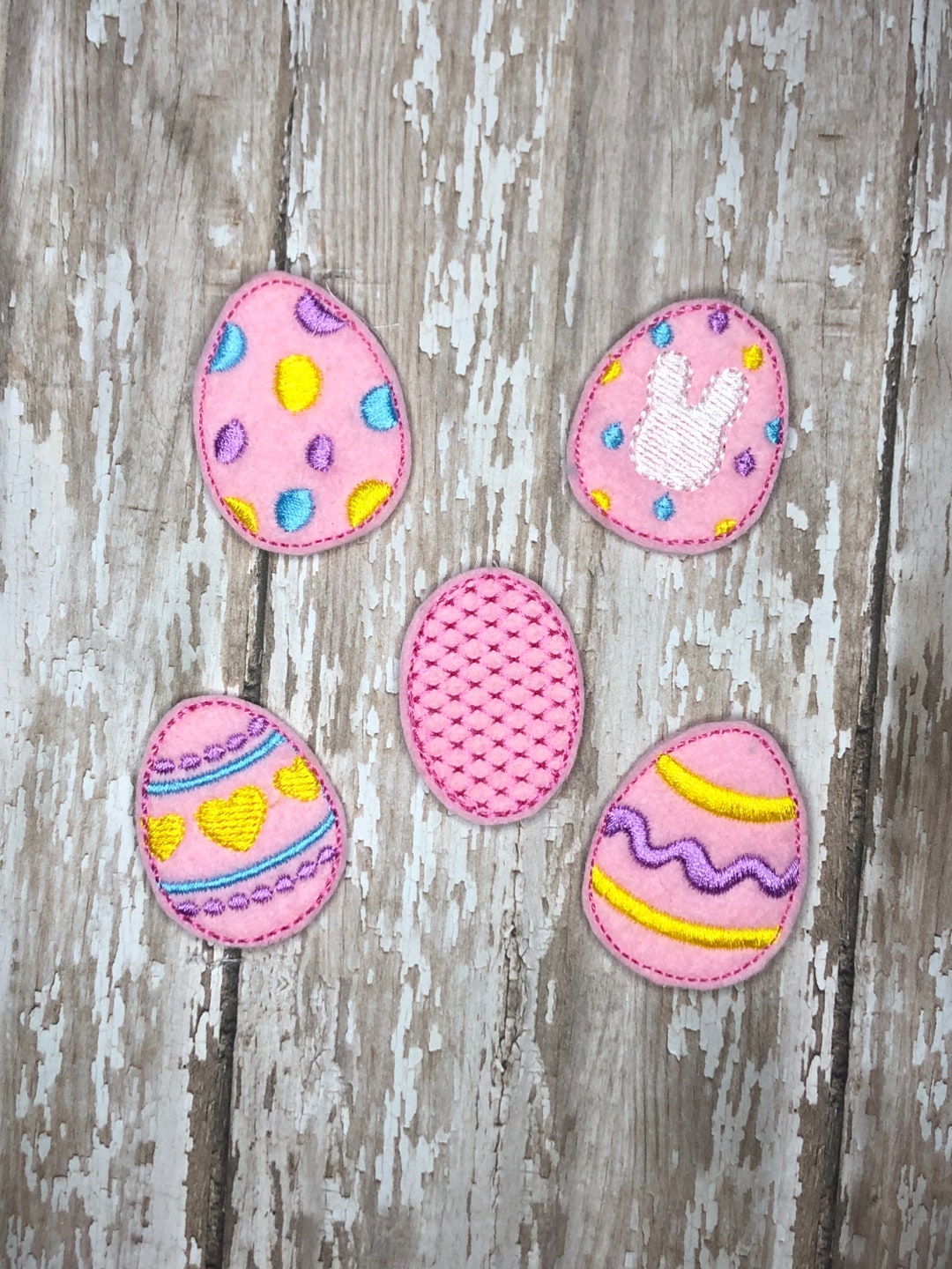 Set of 5 Easter Egg Felties Easter Eggs Striped Bunny Polka Feltie Felties Planner Clip Bow ...