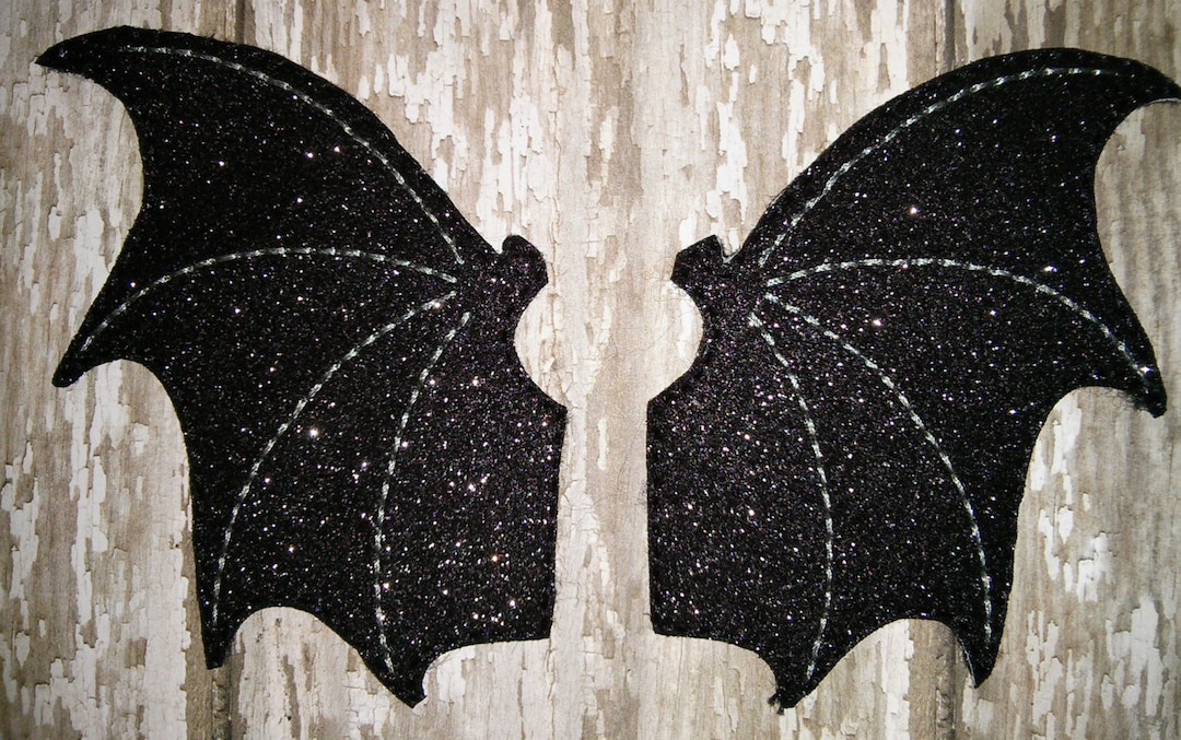 Set of 2 Pairs Halloween Oversized Bat Wings Glitter Feltie Felt ...