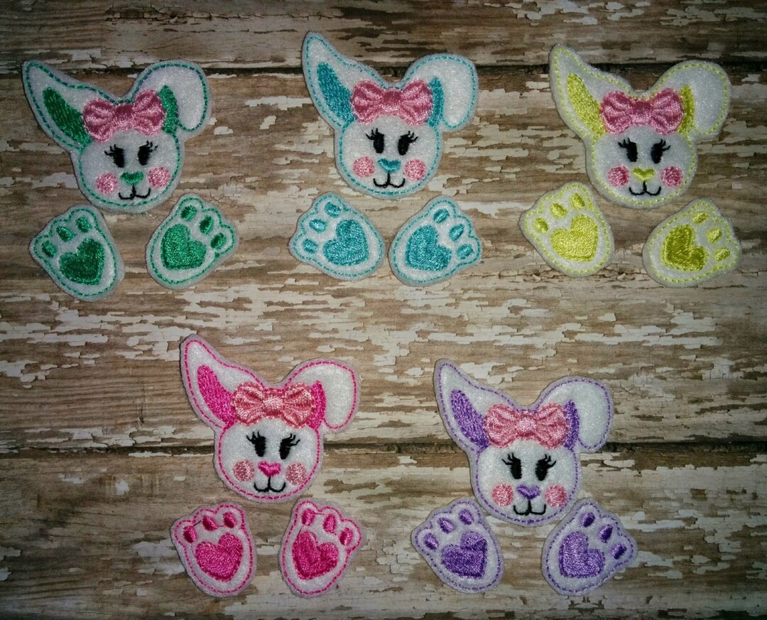 2 Sets of Bunny Pieces Felties Parts for a Bow Head Feet Foot Paw ...