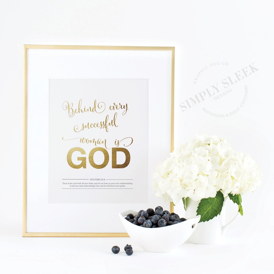 Gold Foil Print Inspirational Scripture Quote- "behind Every Successful ...