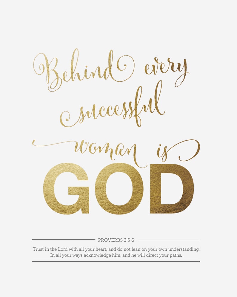 Gold Foil Print Inspirational Scripture Quote- "behind Every Successful ...
