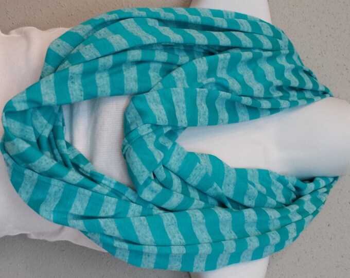Striped Scarf Turquoise Knit Infinity Scarf Spring Infinity Scarves ...