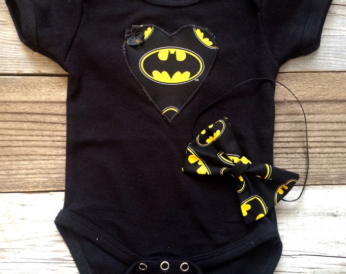 Batman Baby Girl Onesie and Headband Set - Etsy