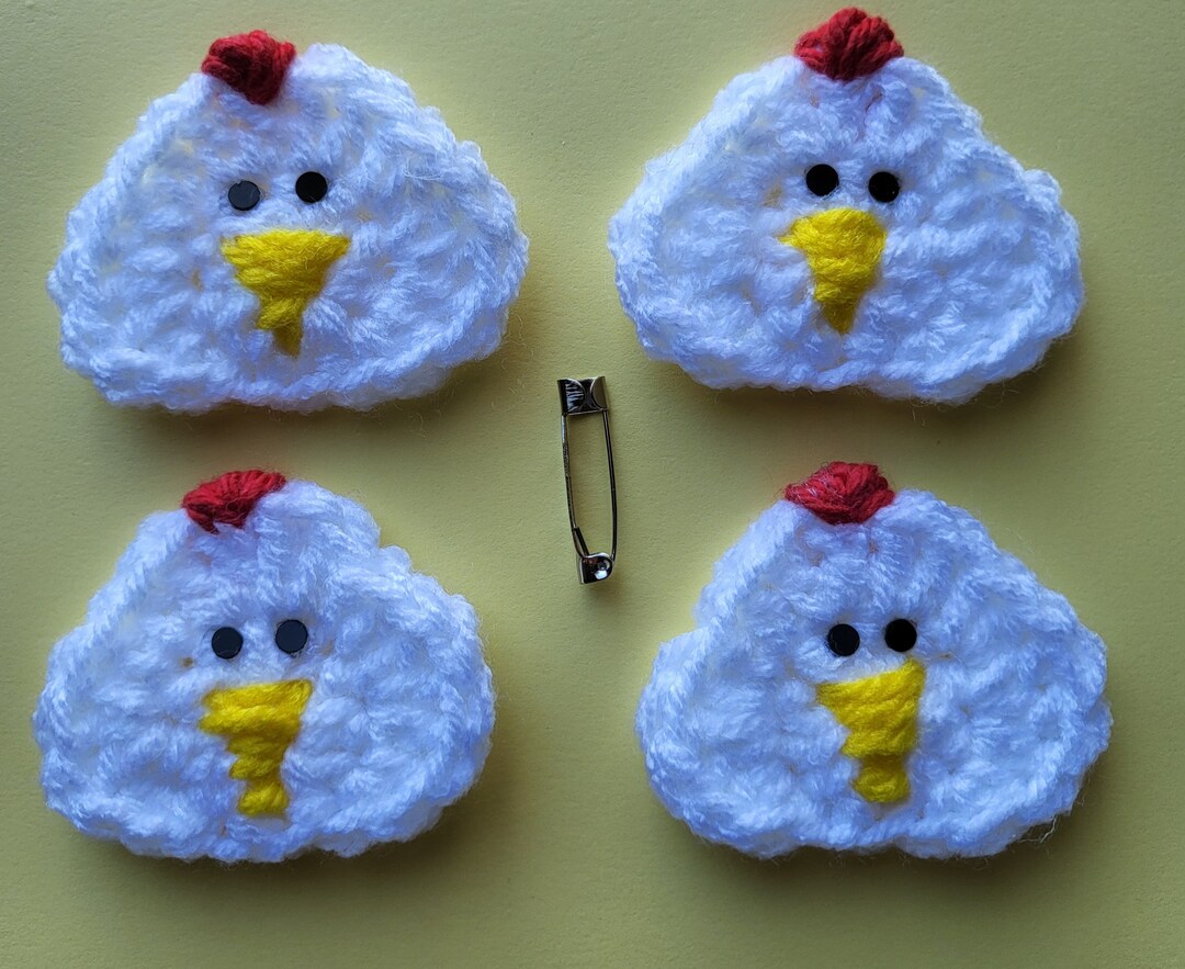 Set of 4 Crochet Chicken / Hen Pins !! Made and Ready to Ship - Etsy