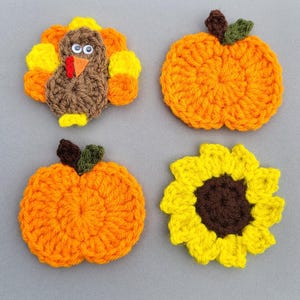 Thanksgiving Pins / Fall Pins Variety Pack . Set of 4 Crochet Pins Made ...