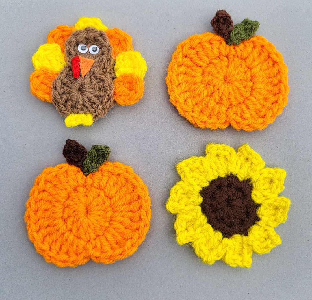 Thanksgiving Pins / Fall Pins Variety Pack . Set of 4 Crochet Pins Made ...