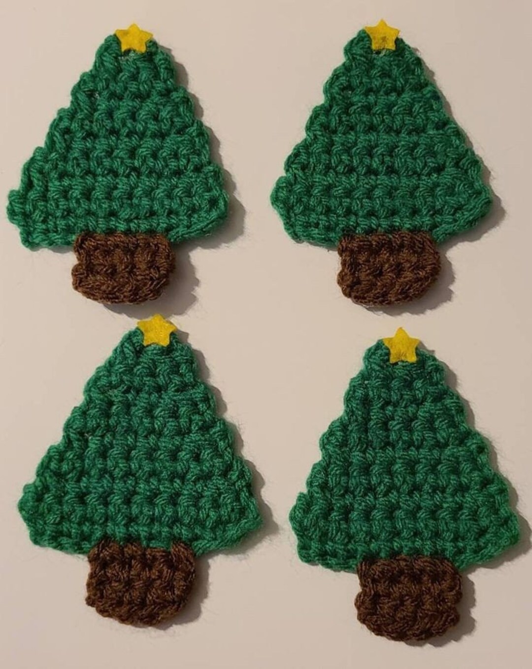Crochet Christmas Tree Pins - Set of 4 - Etsy