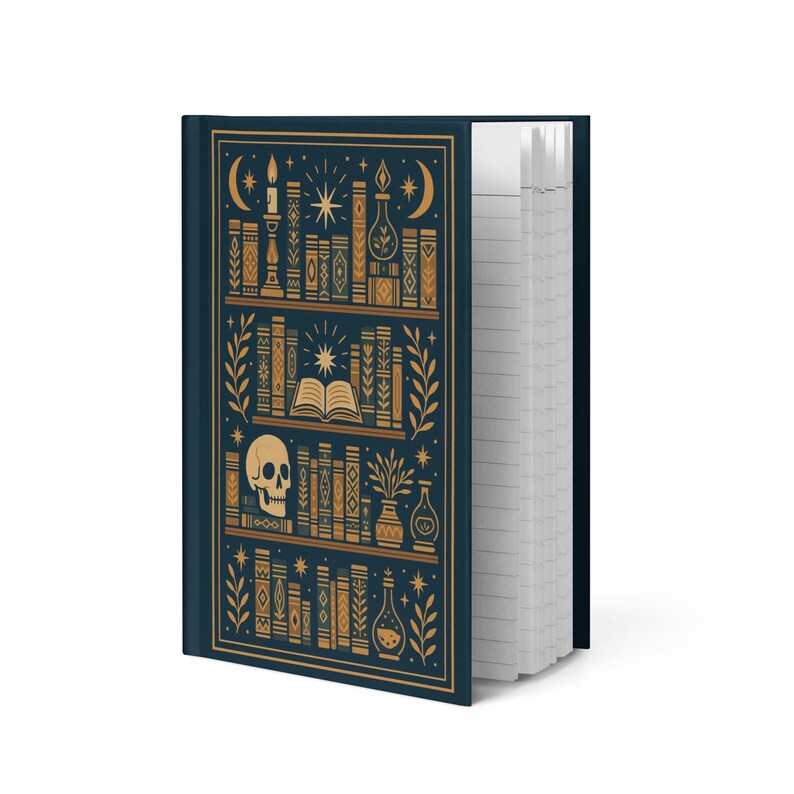 Dark Academia Hardcover Journal Gothic Bookshelf Art Printed Lined ...