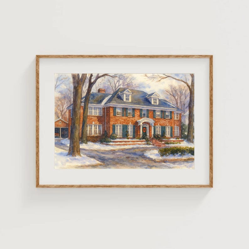 Home Alone Art Print Mccallister House Watercolor Painting Christmas ...