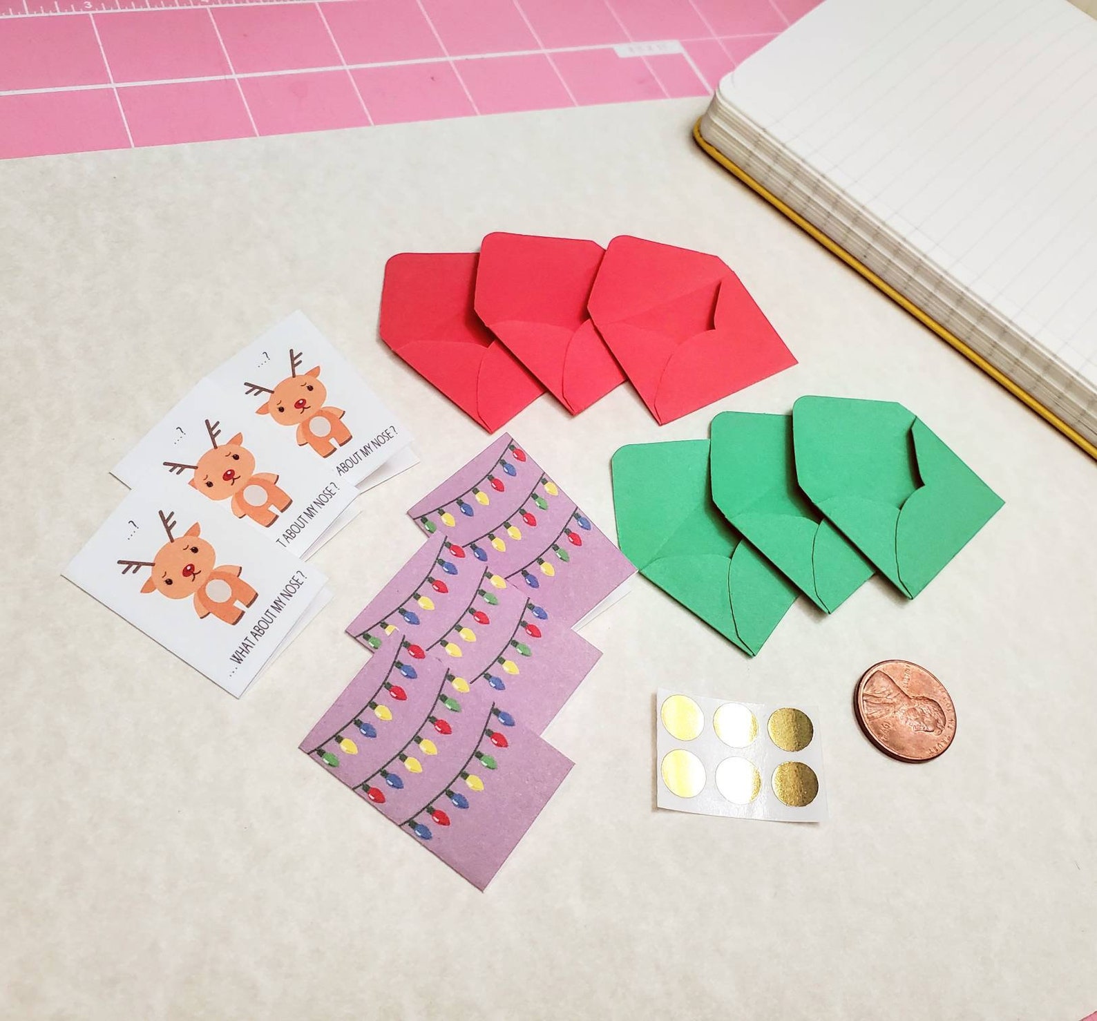 Christmas Tiny Card & Envelope Set (half Dozen) - Etsy