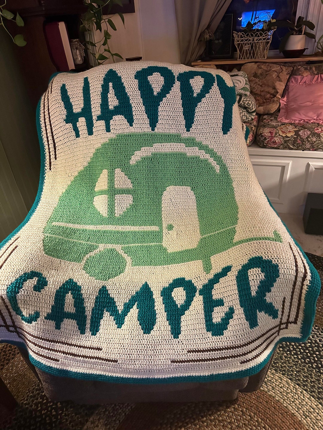 Happy Camper Overlay Mosaic Crochet Pattern, Camping Crochet Pattern - Etsy