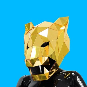 Panther Masquerade Mouth Animal Mirror Mask / Christmas Rave Full Head ...