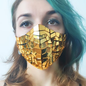 Gold Mirror Face Mask Minimalist Style by ETERESHOP_M100 - Etsy