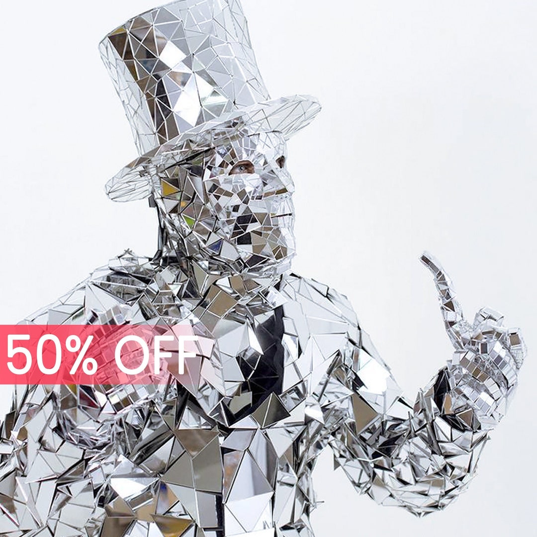 Mirror Man cylinder Hat Glass Man Performance - Etsy