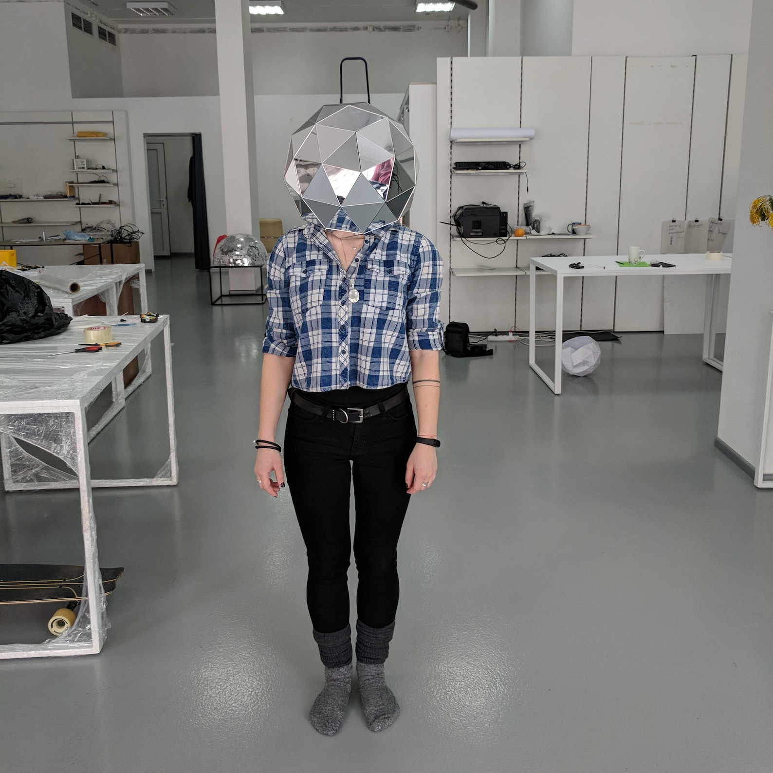 Sphere Masquerade Mouth Animal Mirror Mask / Mens Rave Animal Full Head ...