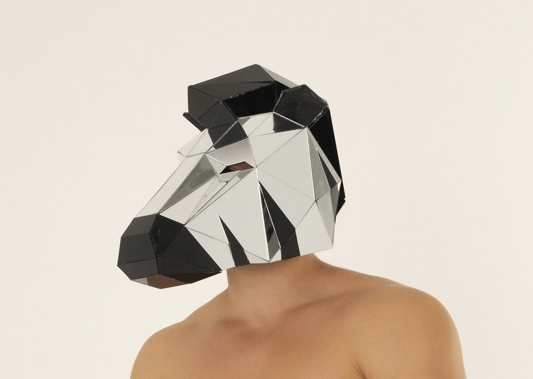 Zebra Animal Mirror Mask / Adult Masquerade Rave Animal Full Head Mask ...