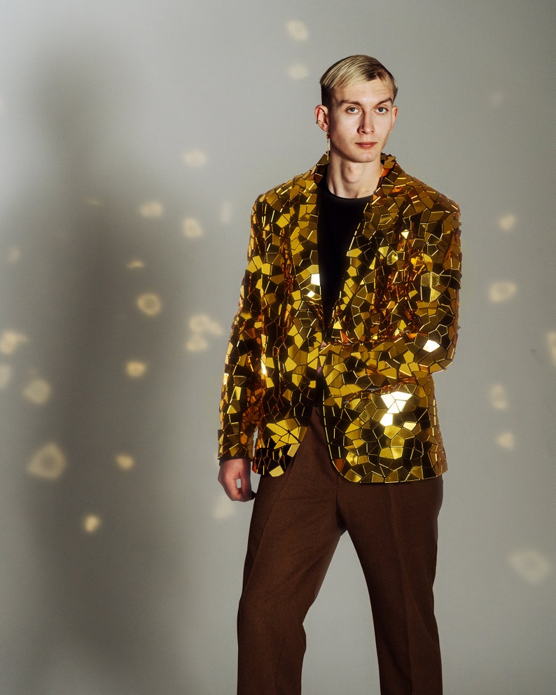Gold Mirror Jacket / Glass Man Performance Carnival Costume / - Etsy