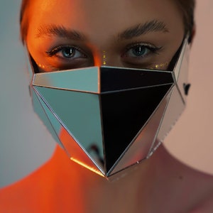 Silver Mirror Low Poly Face Mask / Cosplay Mirror Mask / Christmas ...