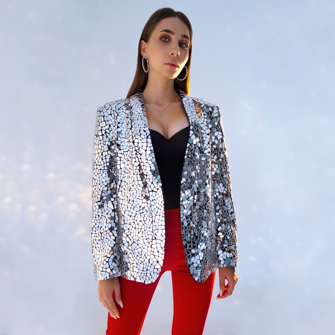 Sequin Silver Mirror Jacket Disco Ball of Small Mirror Pieces - by ...