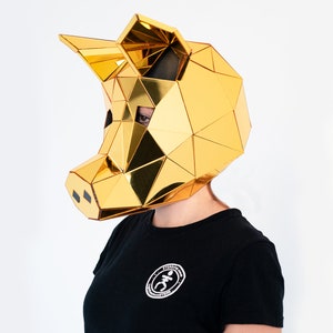 Golden Pig Mouth Animal Mirror Mask/ Masquerade Rave Animal Full Head ...