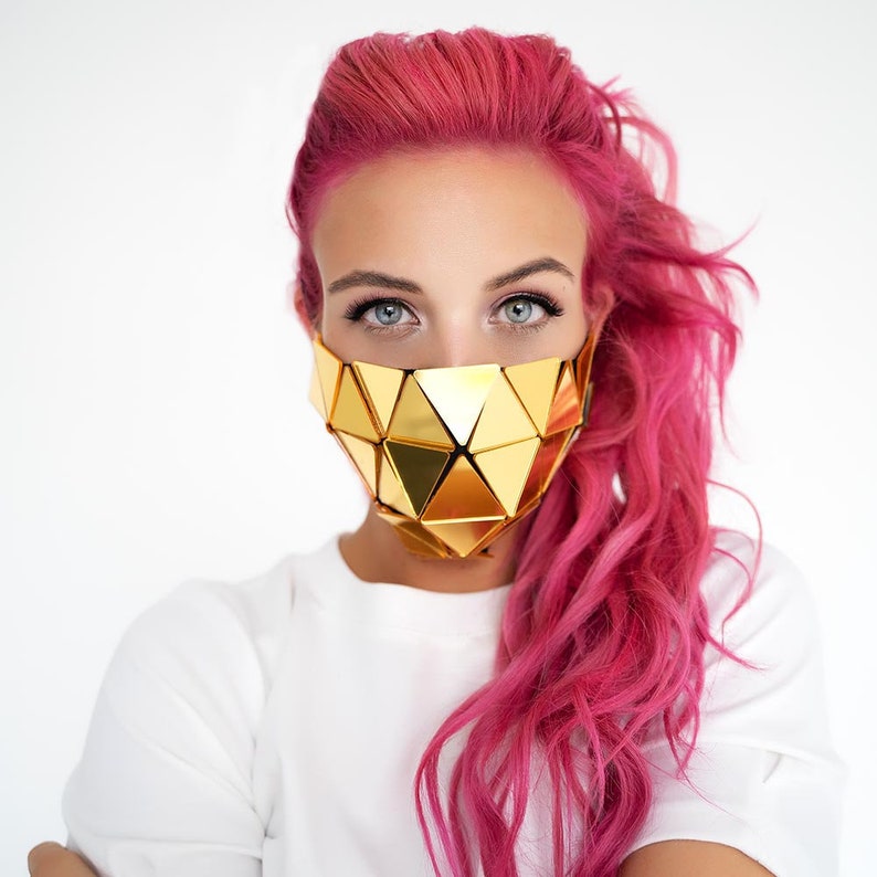 Gold Mirror Face Mask With Mirror Triangles / Mirror Face Mask ...