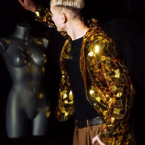 Gold Mirror Jacket / Glass Man Performance Carnival Costume / Broken ...
