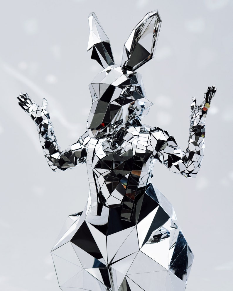 Sequin Silver Mirror Man "kangaroo" Costume / Carnival Cosplay Costume ...