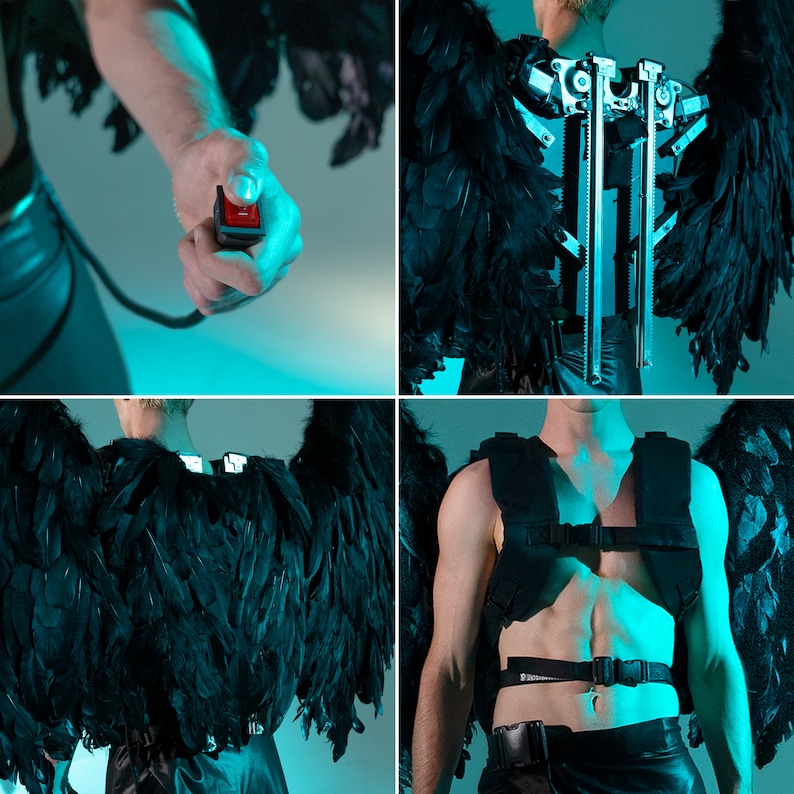 Black Mechanical Feather Wings / Raven Cosplay Wings / Feather Devil ...