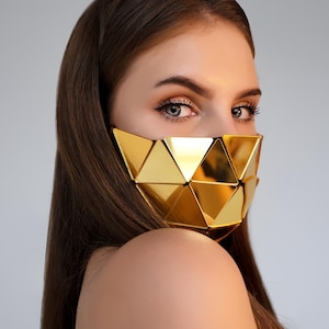 Gold Mirror Face Mask With Mirror Triangles / Mirror Face Mask ...