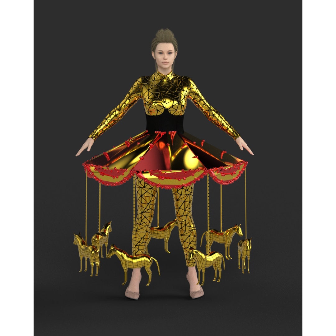 Gold Mirror Cosplay Carousel Costume With Gold Mirror Moving - Etsy