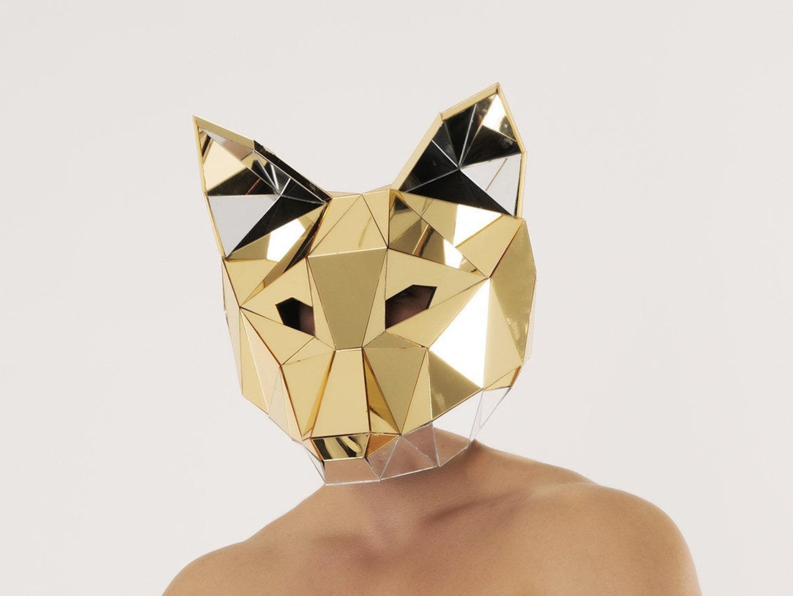 Fox Masquerade Mouth Animal Mirror Mask / Mens Rave Animal Full Head ...