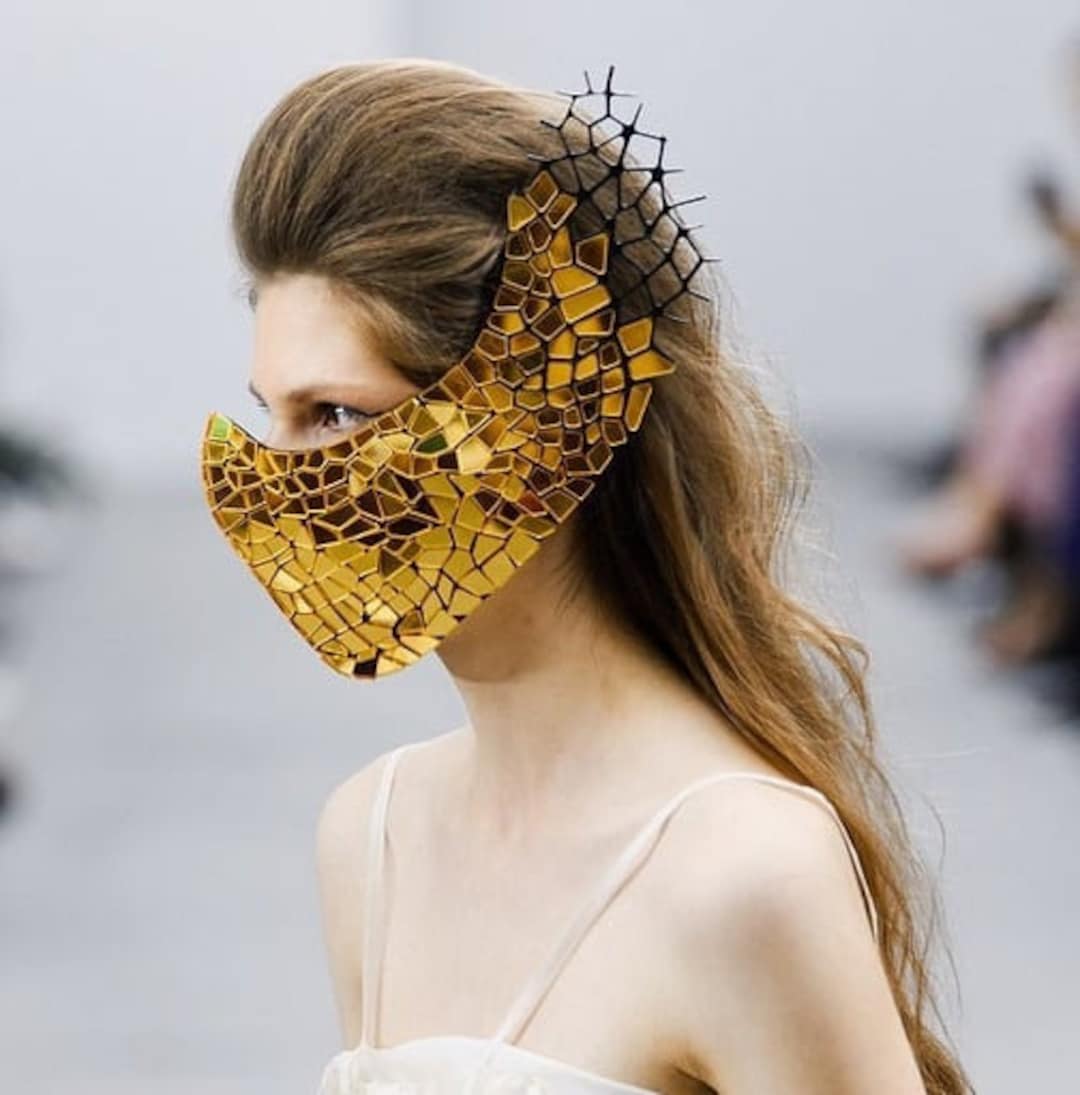 Gold Face Christmas Mask Festival Fashion / Gold Mirror Sparkling ...