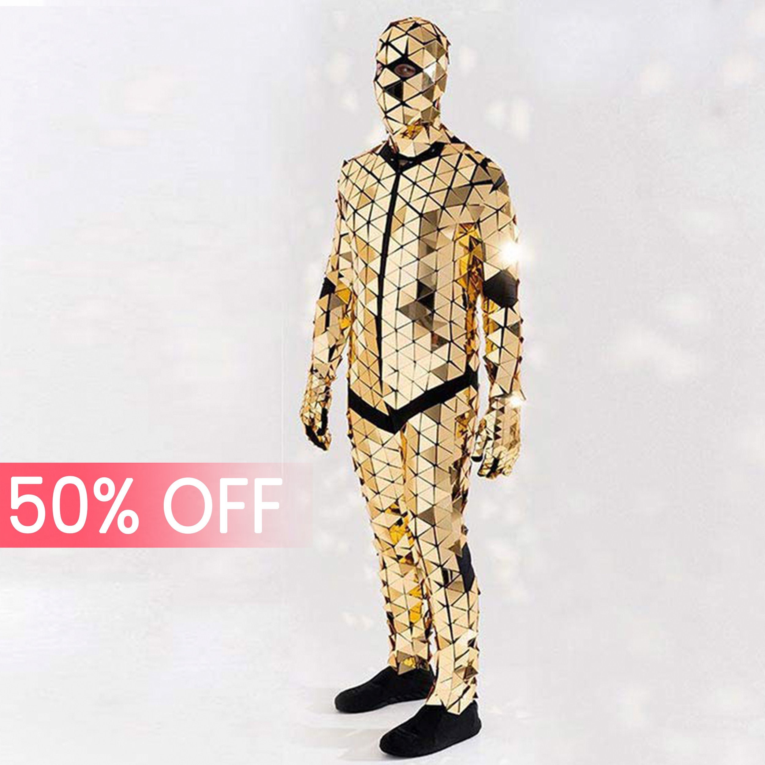 Gold Triangle RAVE Sequin Disco Ball Mirror Bodysuit Costume / | Etsy