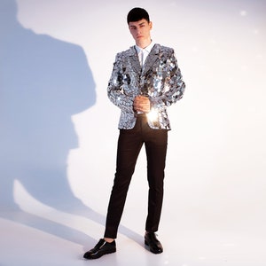 Silver Mirror Jacket / Glass Man Performance Christmas Costume / Broken ...
