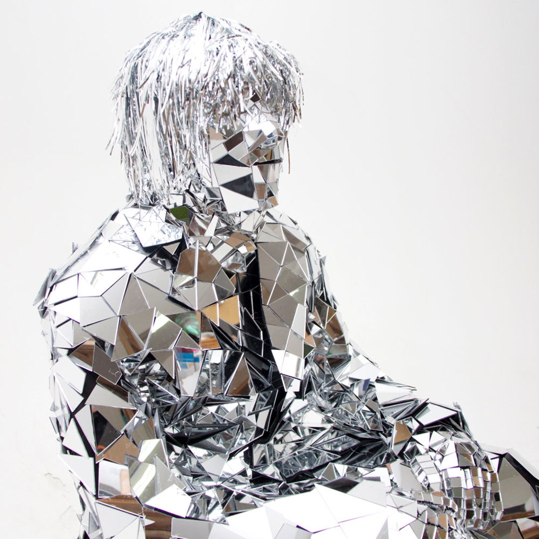 Silver Mirror Man "hair" Costume / Performance Costume With Silver Hair ...