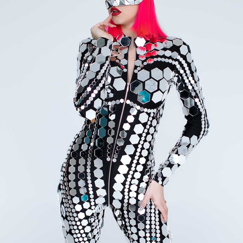 Disco Ball Glitter Sparkly Silver Mirror Christmas Suit "hexagons ...
