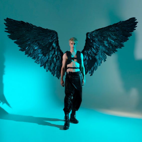 Black Mechanical Feather Wings / Raven Cosplay Wings / Feather - Etsy