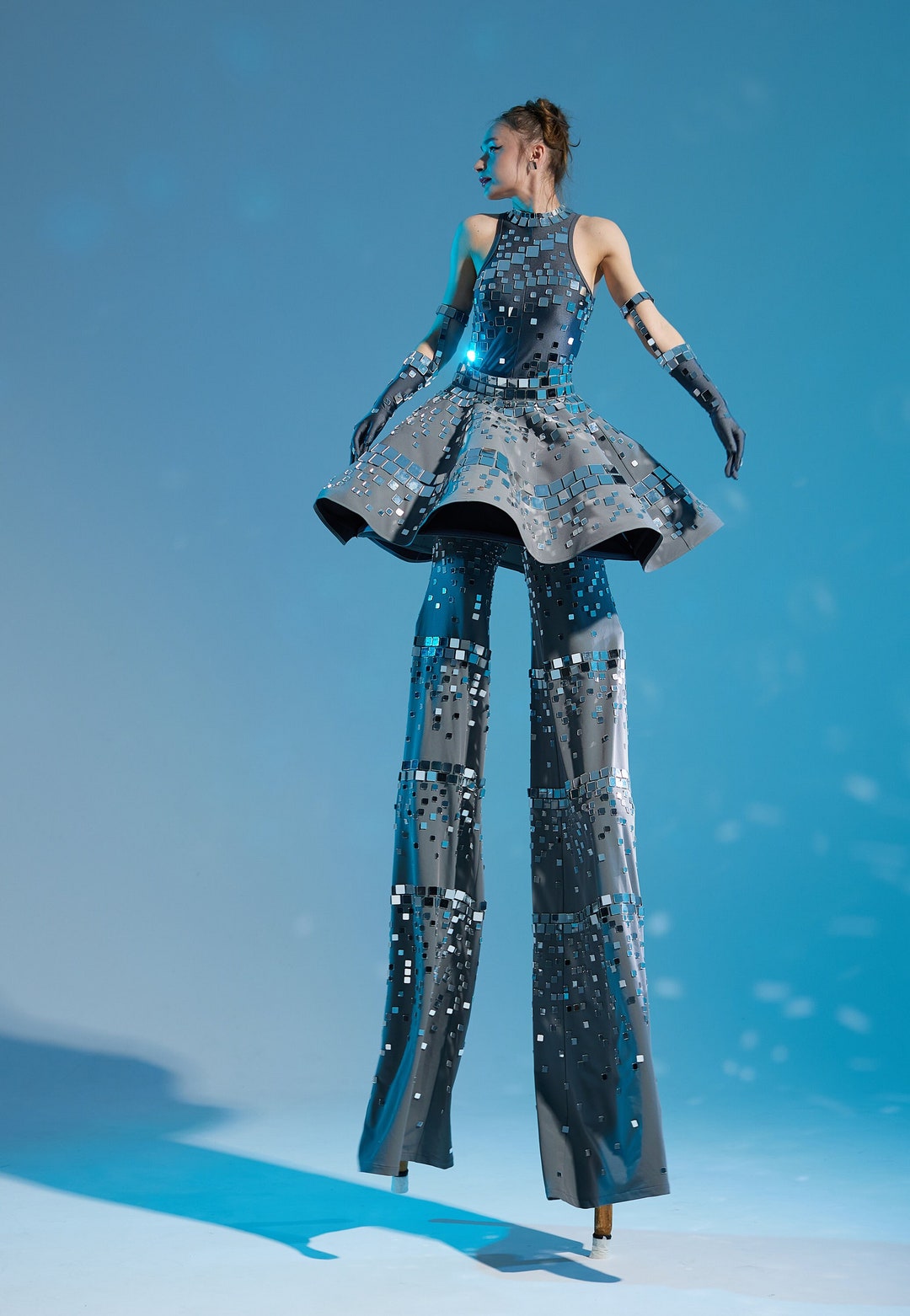 Sequin Silver Mirror Stilt Walker/ Female Mirror Dress / Christmas ...