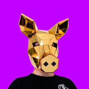 Golden Pig Mouth Animal Mirror Mask/ Masquerade Rave Animal Full Head ...
