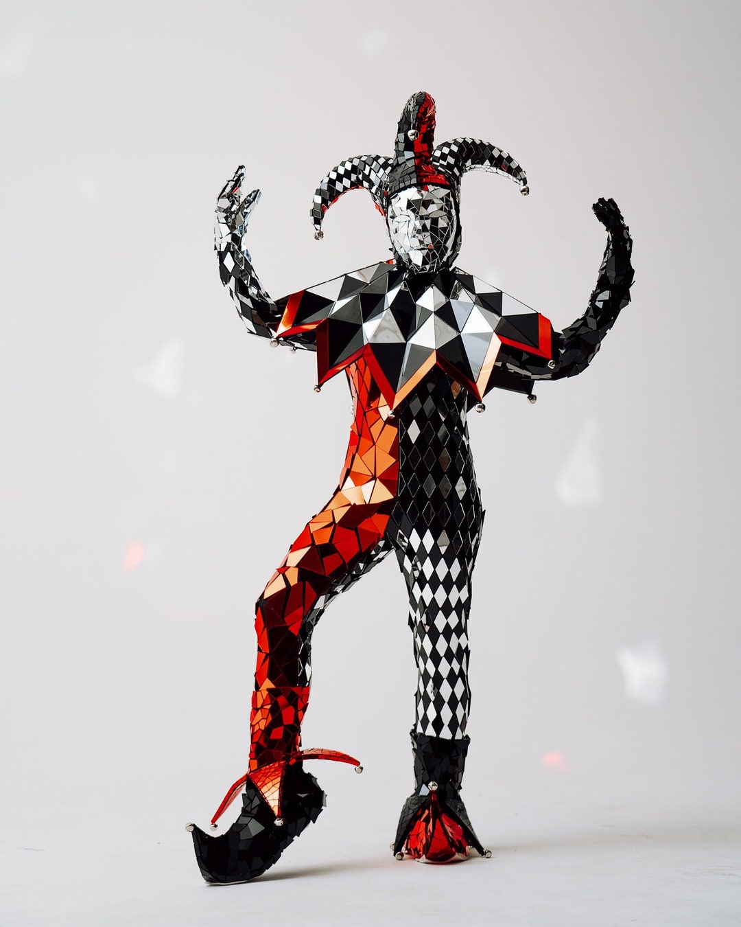 Custom Masquerade Black & Red Mirror Jester Costume / Carnival Costume ...