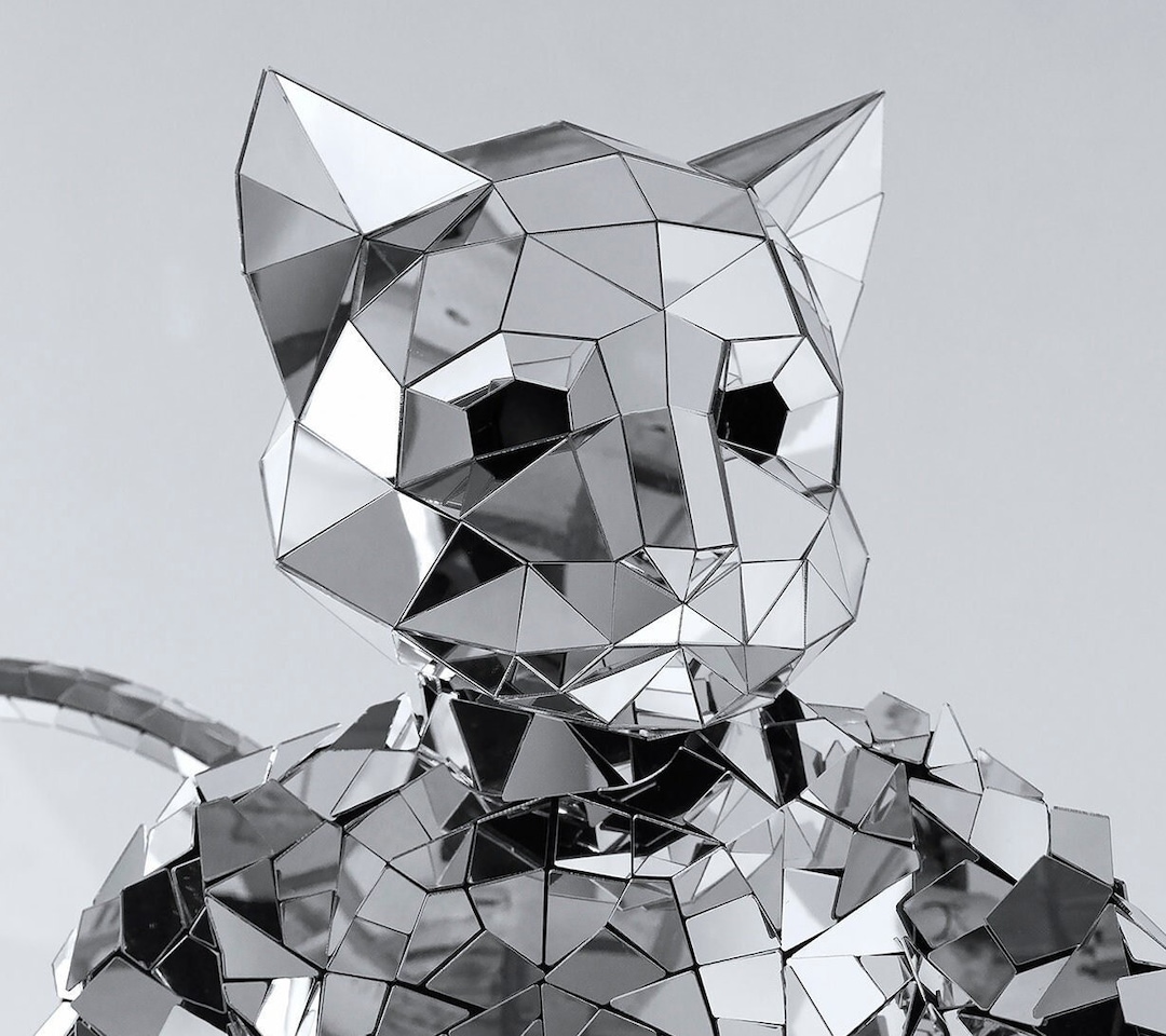3D Mask of a Silver Cat/ Cosplay Mirror Mask / Christmas Costume ...