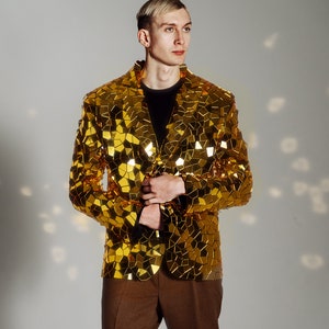 Gold Mirror Jacket / Glass Man Performance Carnival Costume / Broken ...