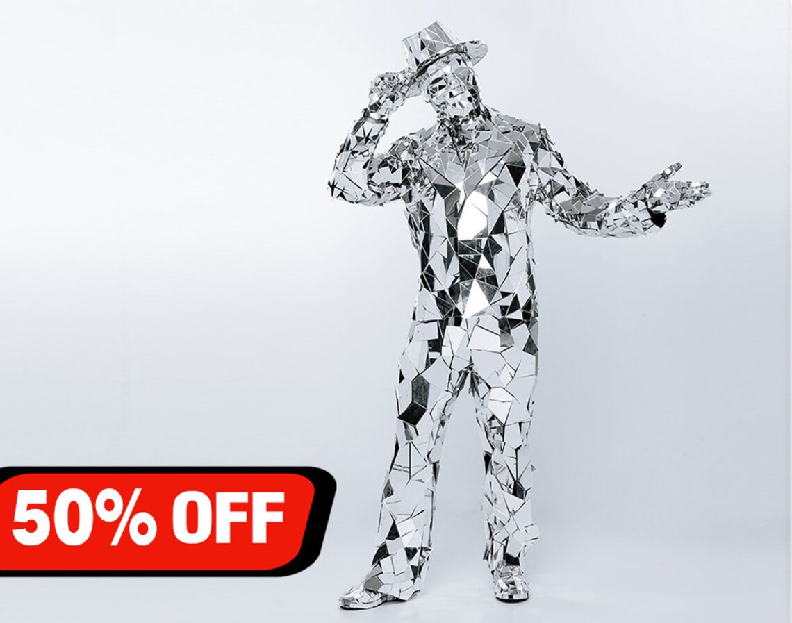 Disco Ball Suit Silver Mirror Man Performance Costume by | Etsy