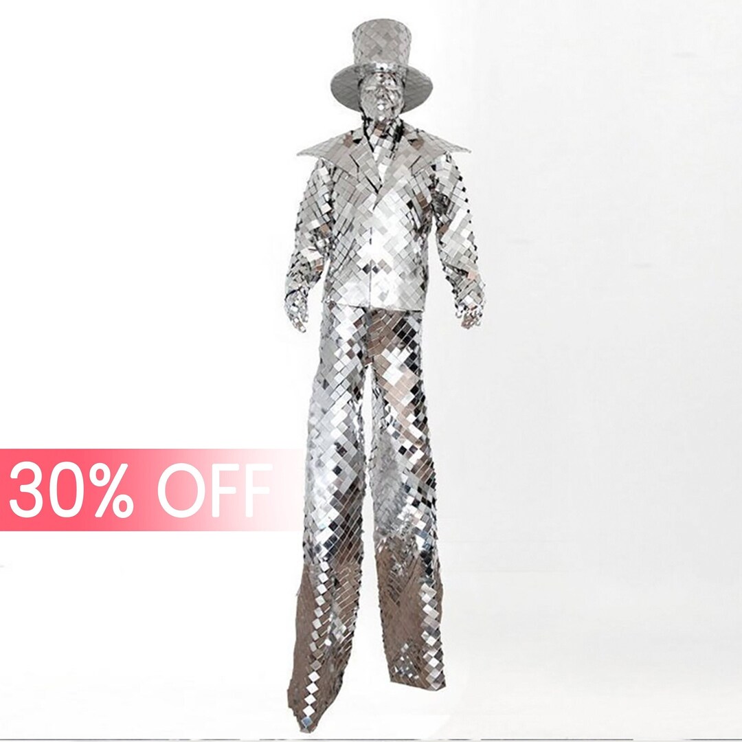 Glitter Sparkly Mirror Stilt Walker Costume Suit / Sequin - Etsy