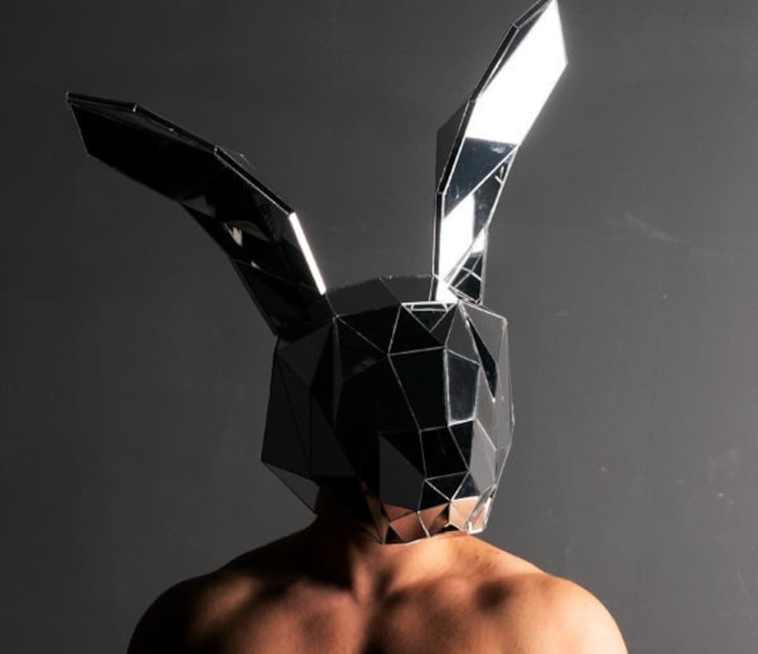Rabbit Masquerade Mouth Animal Mirror Mask / Mens Rave Animal Full Head ...