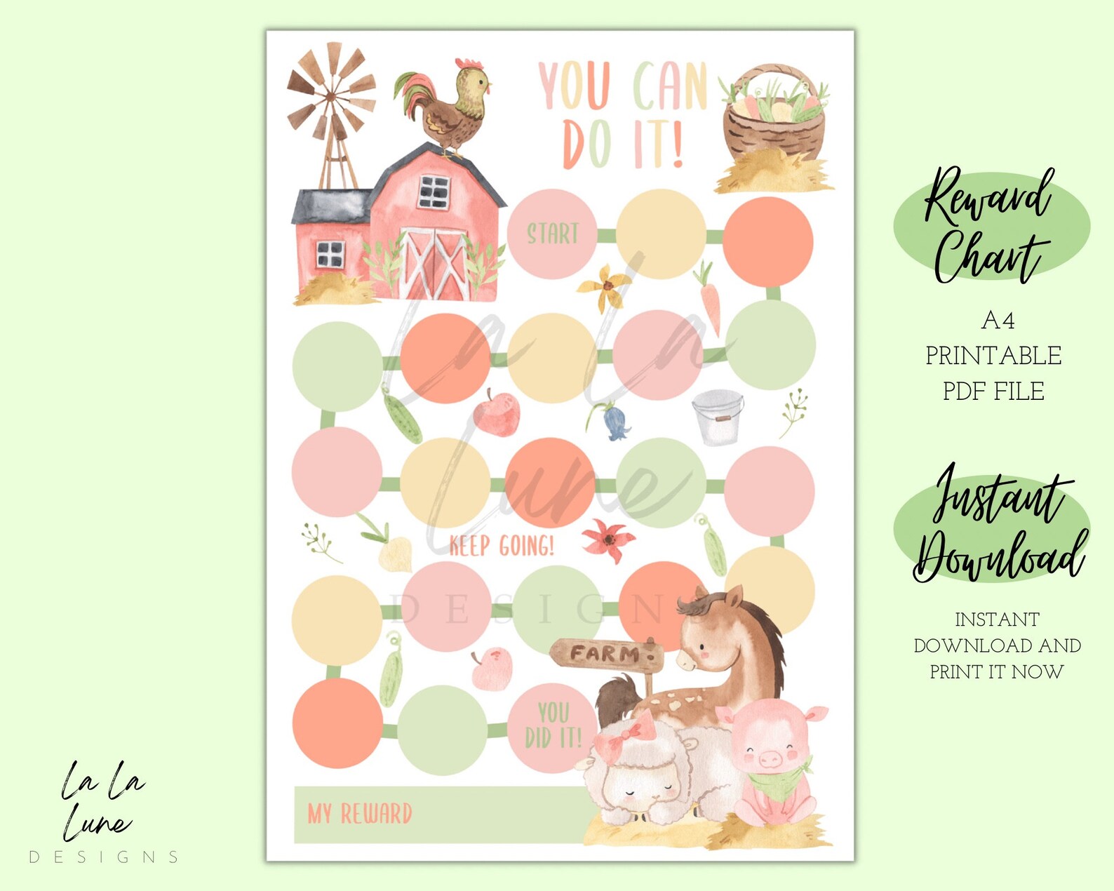 Printable Farm Reward Chart | Instant Download Kids Behaviour Chart ...