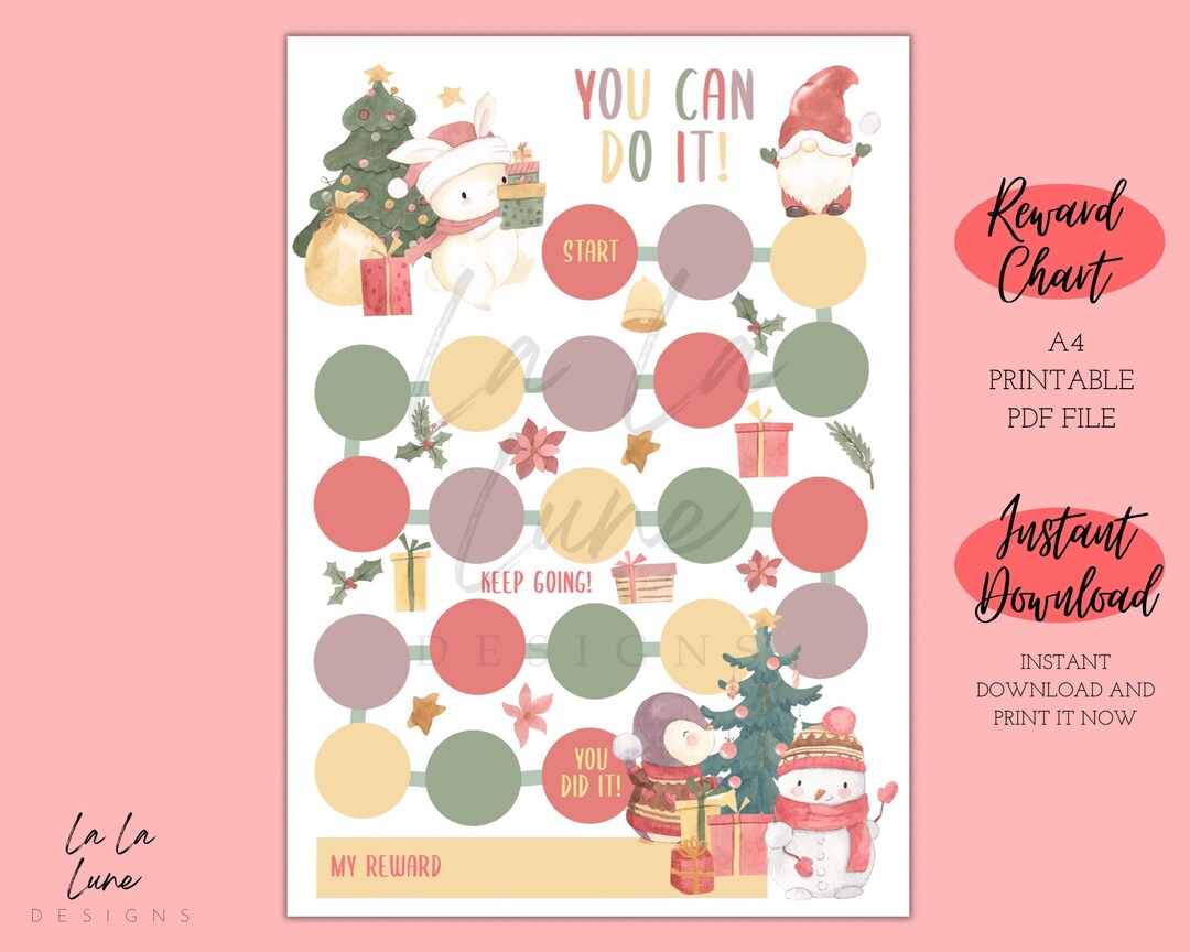Printable Christmas Reward Chart | Instant Download Kids Behaviour ...