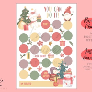 Printable Christmas Reward Chart | Instant Download Kids Behaviour ...